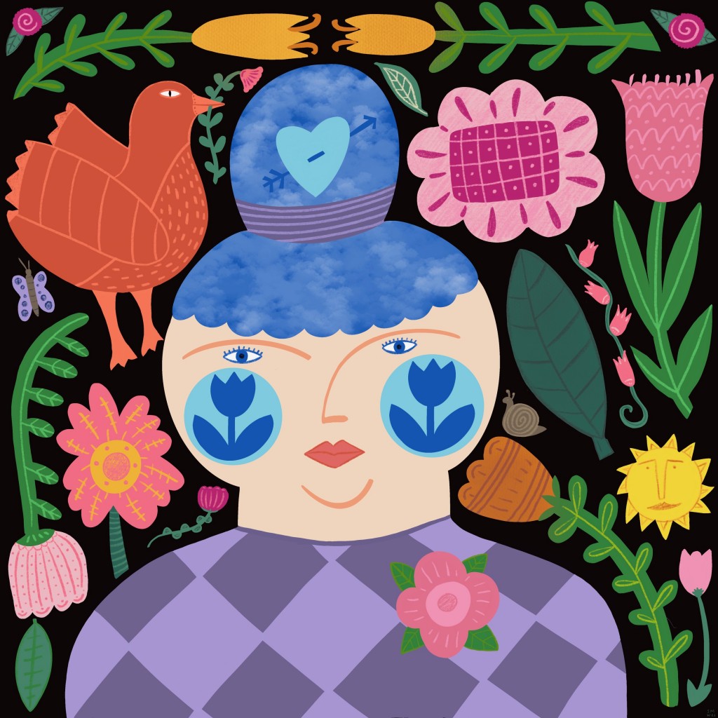 Blue Haired Girl drawing by Shari Wolf | Doodle Addicts