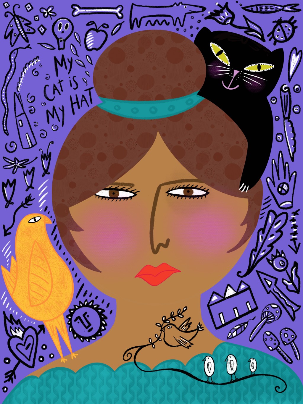 My Cat Is My Hat drawing by Shari Wolf | Doodle Addicts