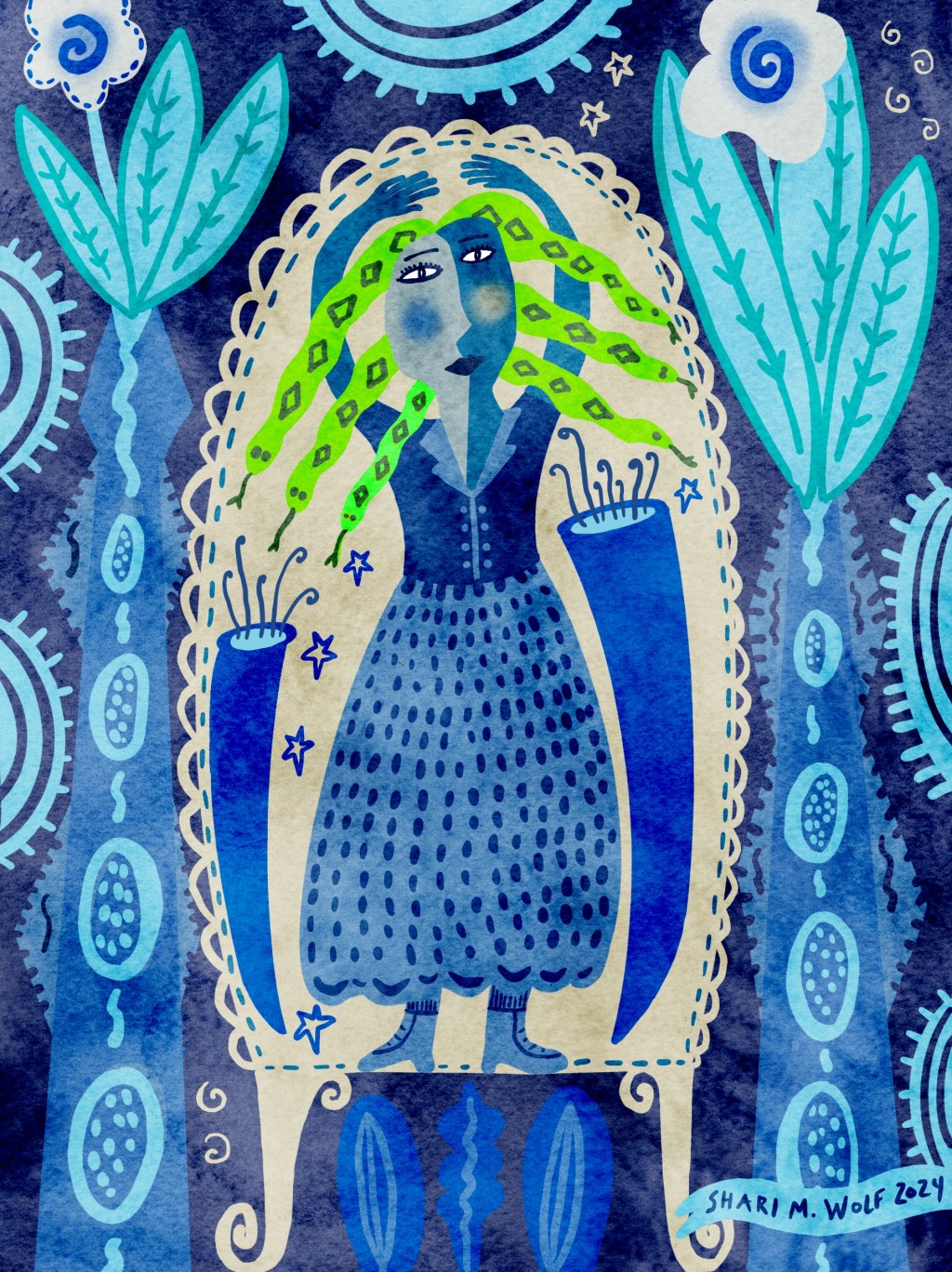 Medusa's Sister drawing by Shari Wolf | Doodle Addicts