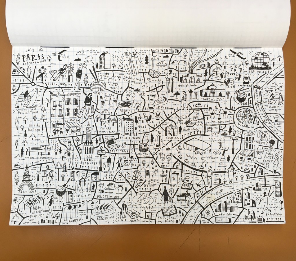 Illustrated Doodle Map of Paris drawing by Nate Padavick | Doodle Addicts
