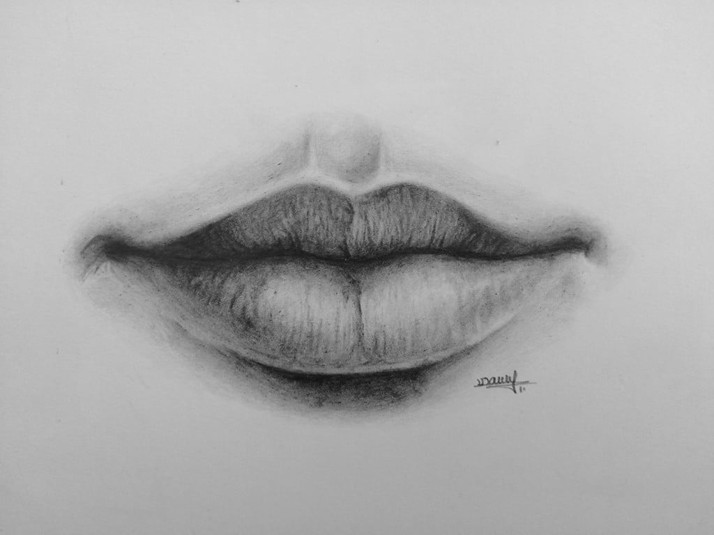Kissable lips drawing by Mariana Cortes | Doodle Addicts