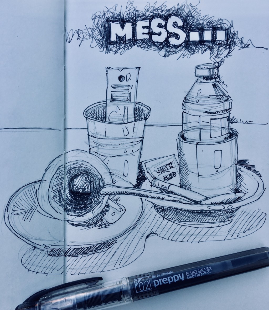 Table Mess drawing by Derek Lowes | Doodle Addicts