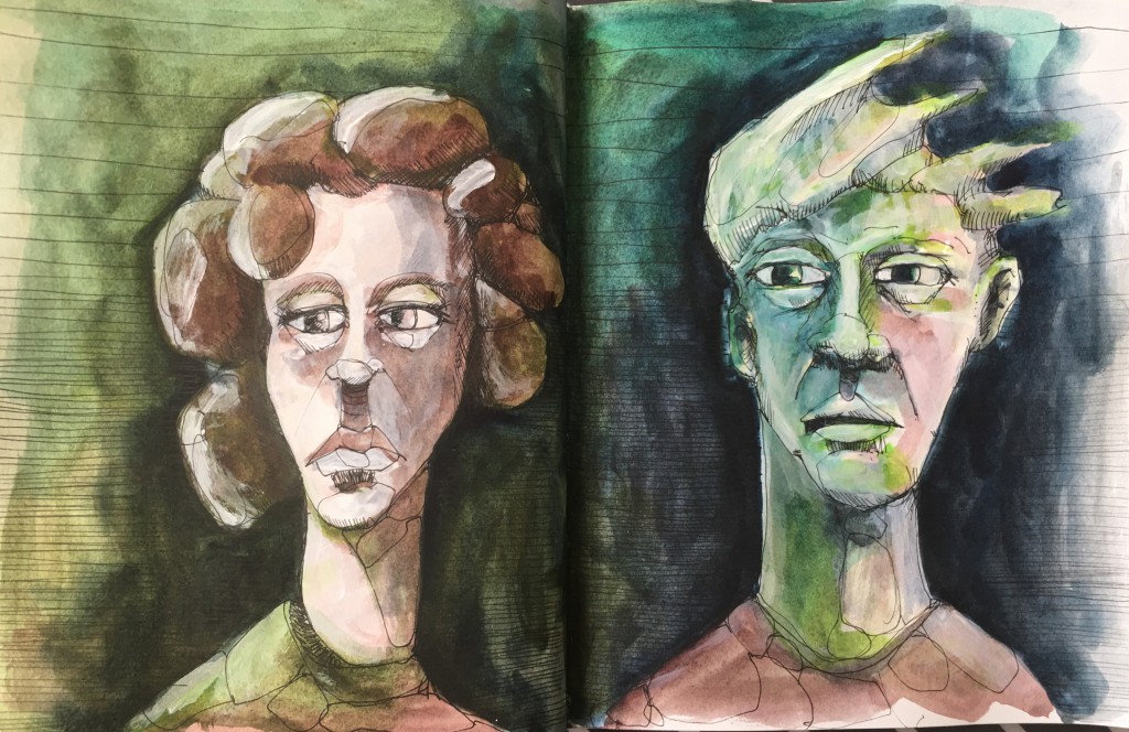 Before and after ink drawing by Derek Lowes | Doodle Addicts