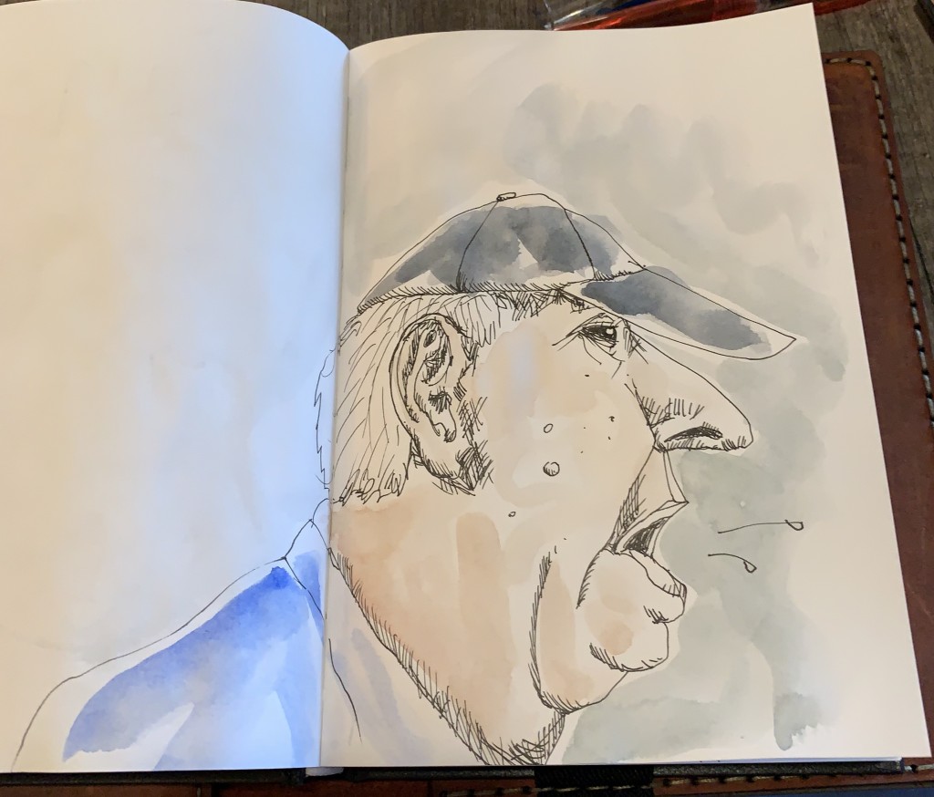 Loud Talking Man Makes a Point drawing by Derek Lowes | Doodle Addicts