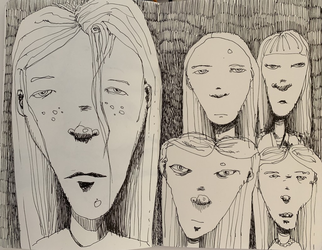 Five Angry Girls drawing by Derek Lowes | Doodle Addicts