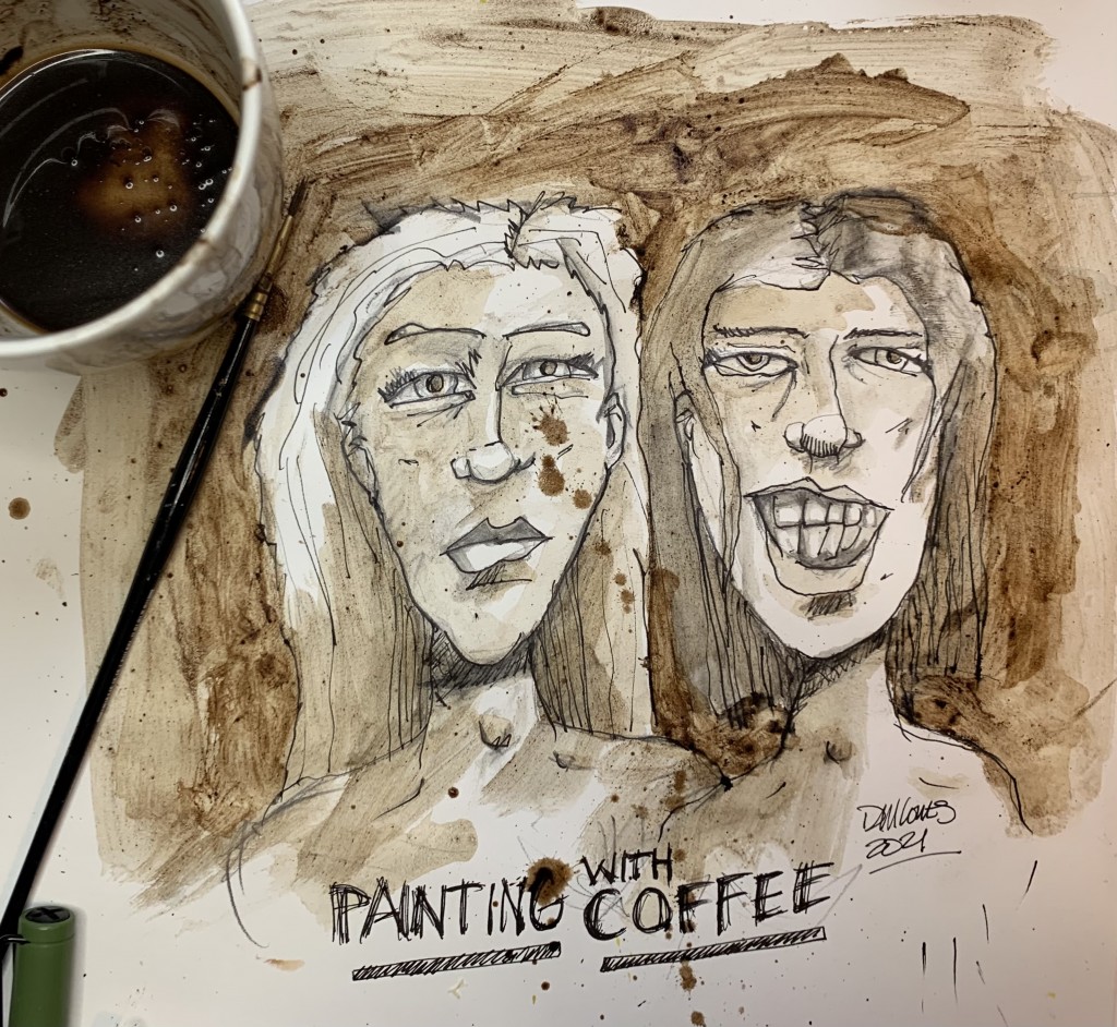 Coffee Nymphs in my Brain drawing by Derek Lowes | Doodle Addicts