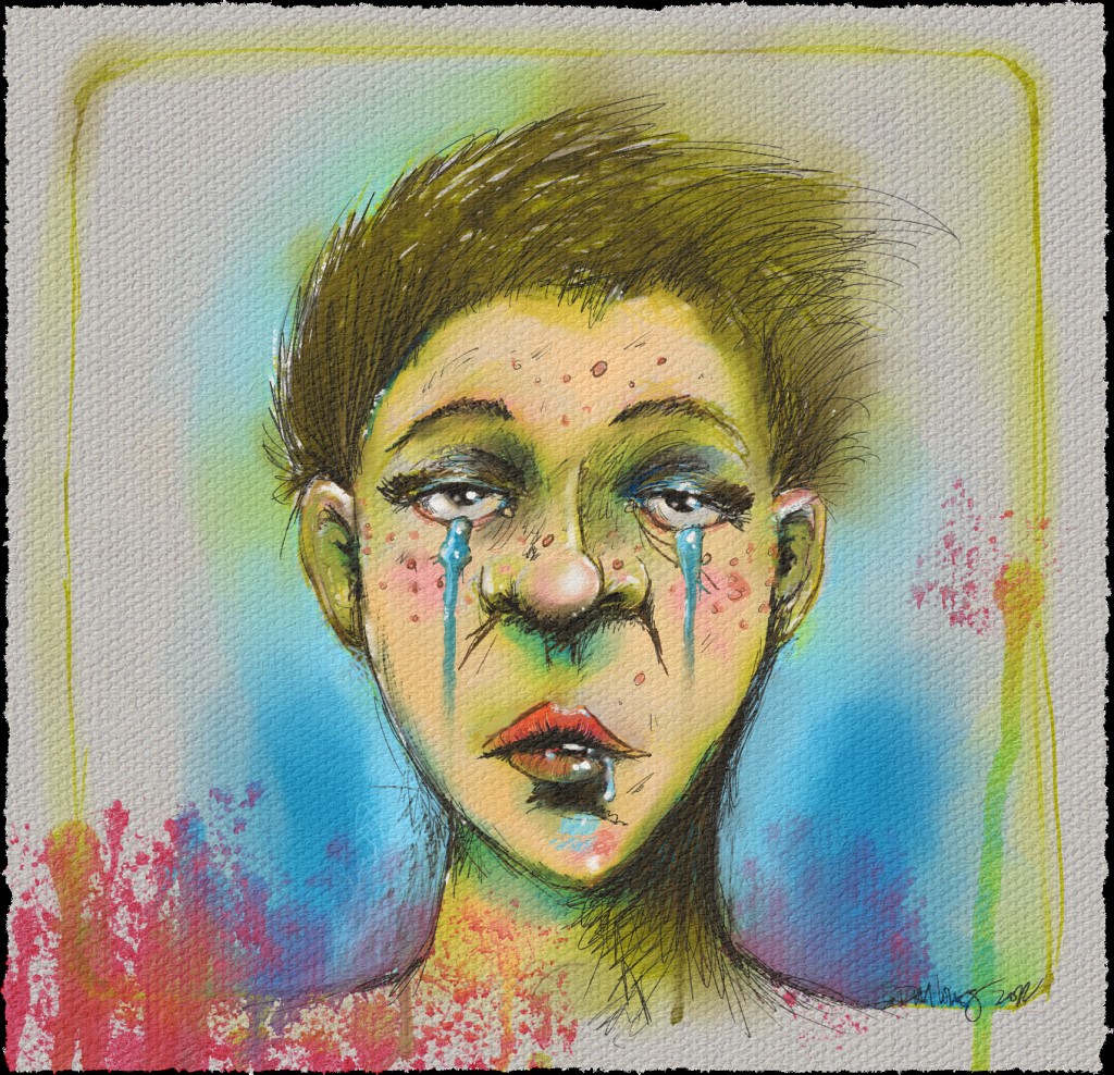 cry drawing by Derek Lowes | Doodle Addicts