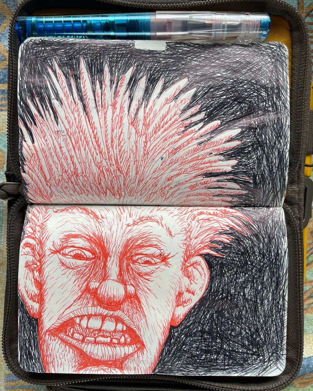 Red Faces drawing by Derek Lowes | Doodle Addicts