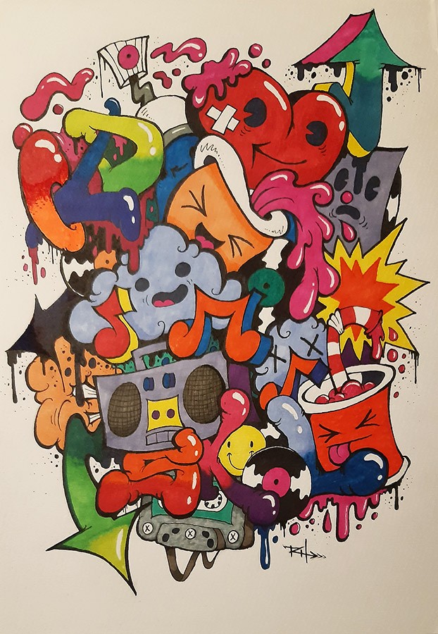 Old Skool drawing by Ross Hendrick | Doodle Addicts