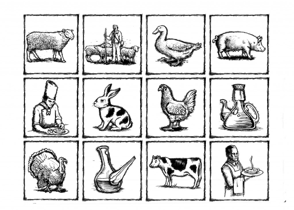 animals/traditional spanish food. drawing by Isac Galvao | Doodle Addicts
