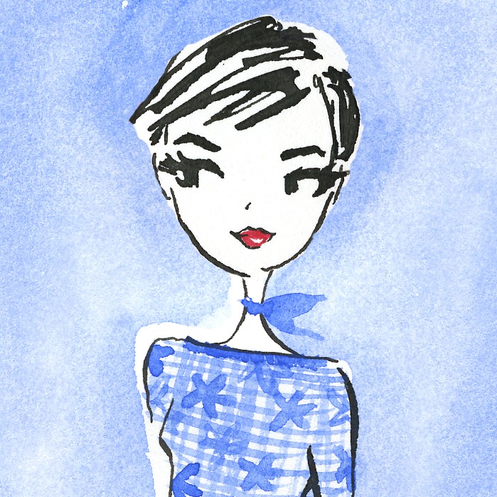 Gingham Girl drawing by Anne Keenan Higgins | Doodle Addicts