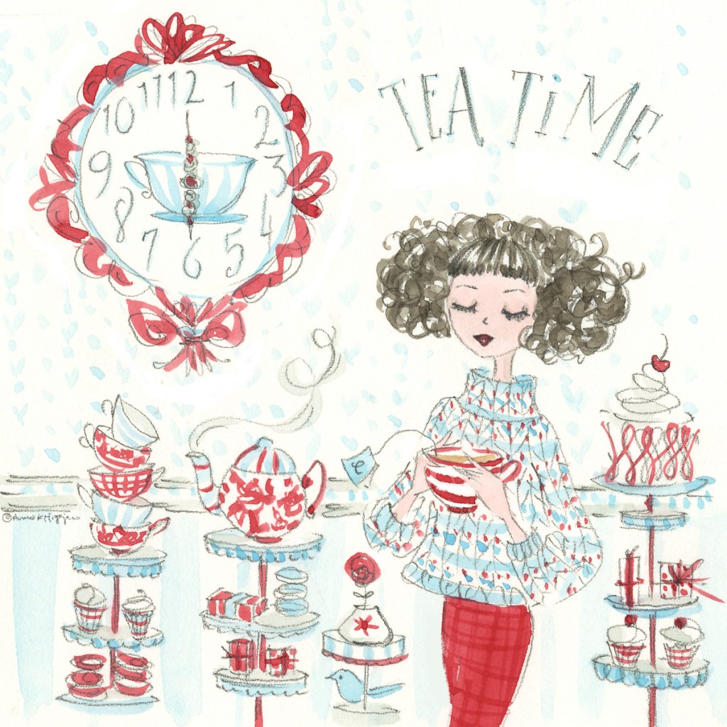 Tea Time drawing by Anne Keenan Higgins | Doodle Addicts