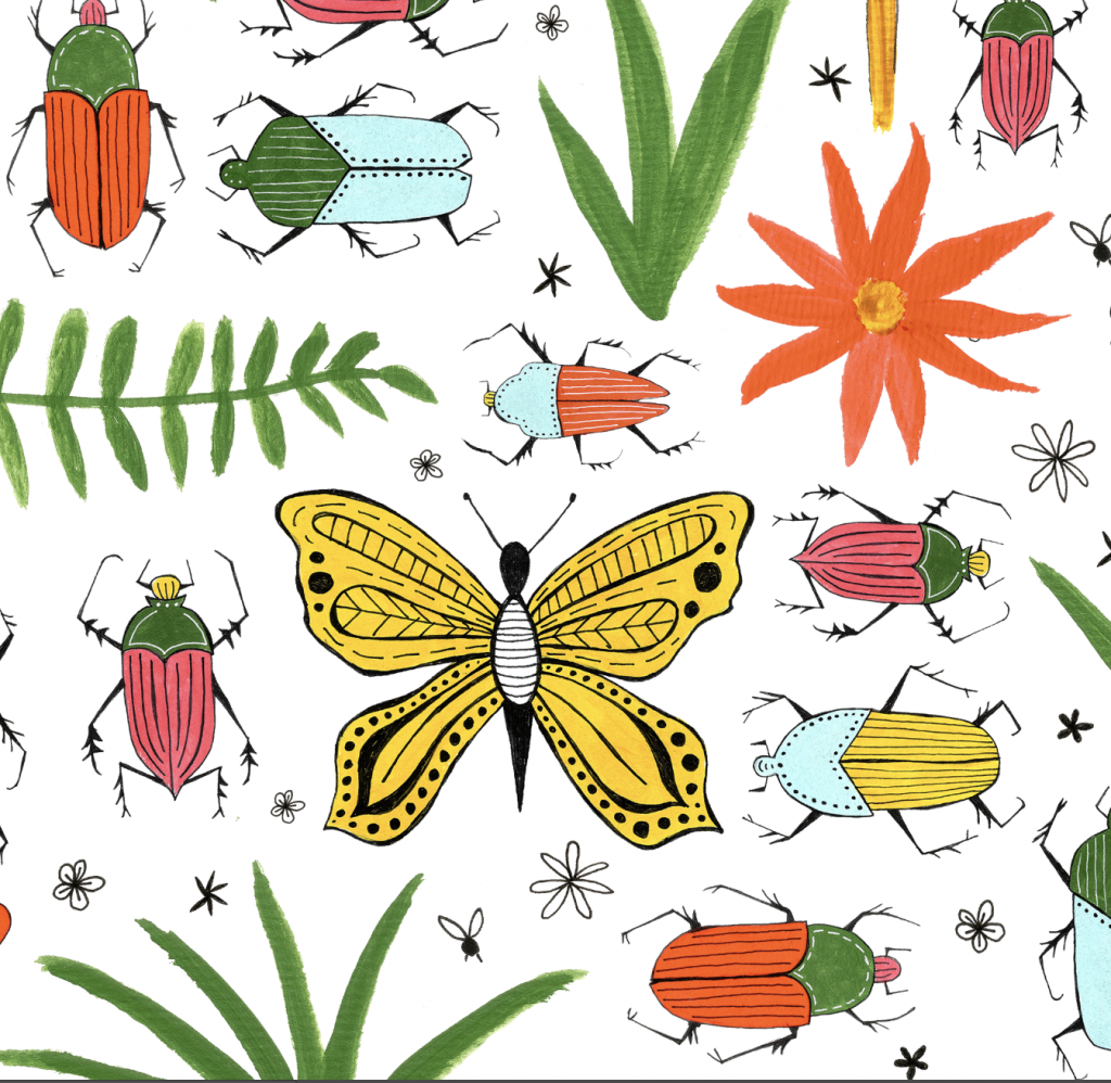 bug pattern drawing by stacey walker oldham | Doodle Addicts