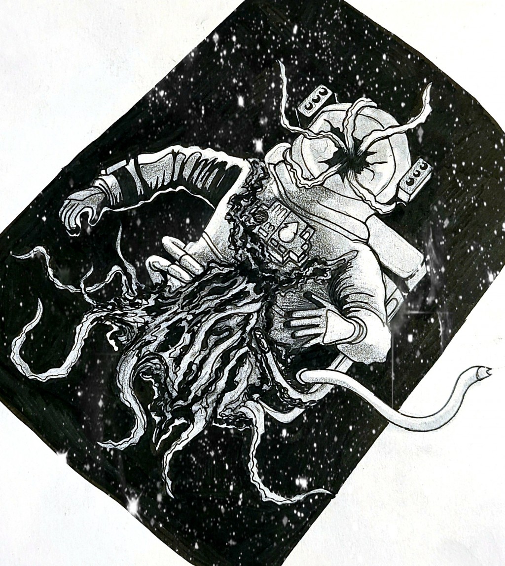 Lovecraftian Cosmonaut drawing by Tyler vevea | Doodle Addicts