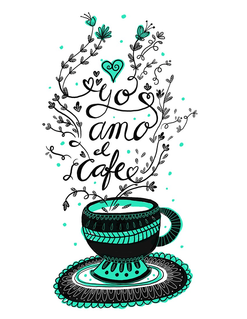 Café mi amor drawing by Martha Rivera | Doodle Addicts