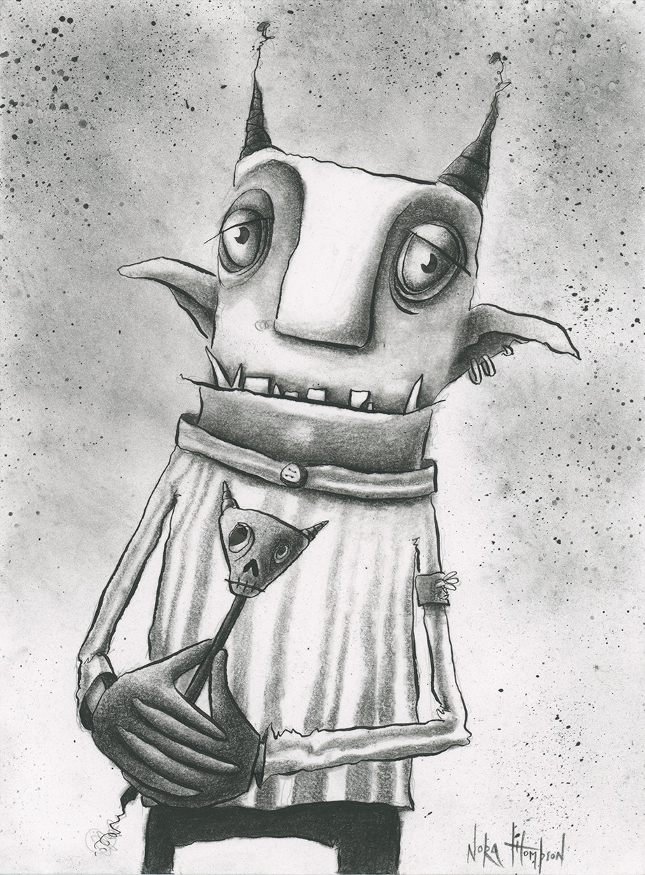 Monster Skull on a Stick drawing by Nora Thompson | Doodle Addicts