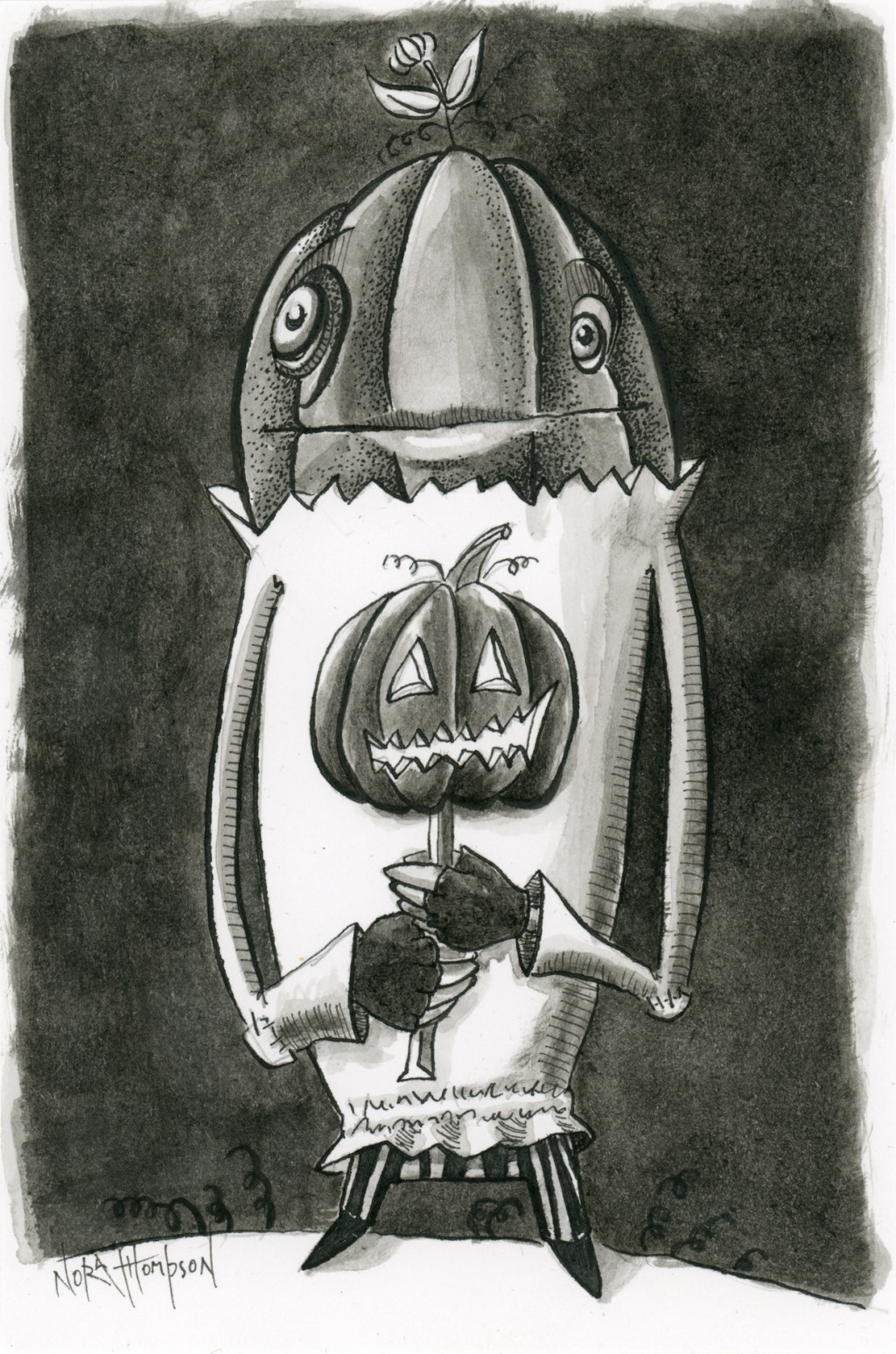 Pumpkin Head drawing by Nora Thompson | Doodle Addicts