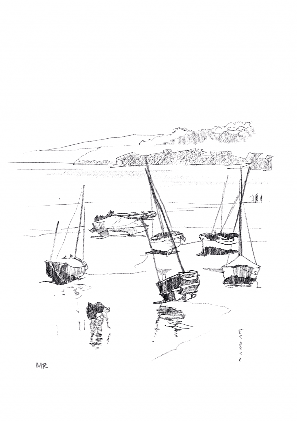 Boats of St Ives drawing by Michael Rea | Doodle Addicts