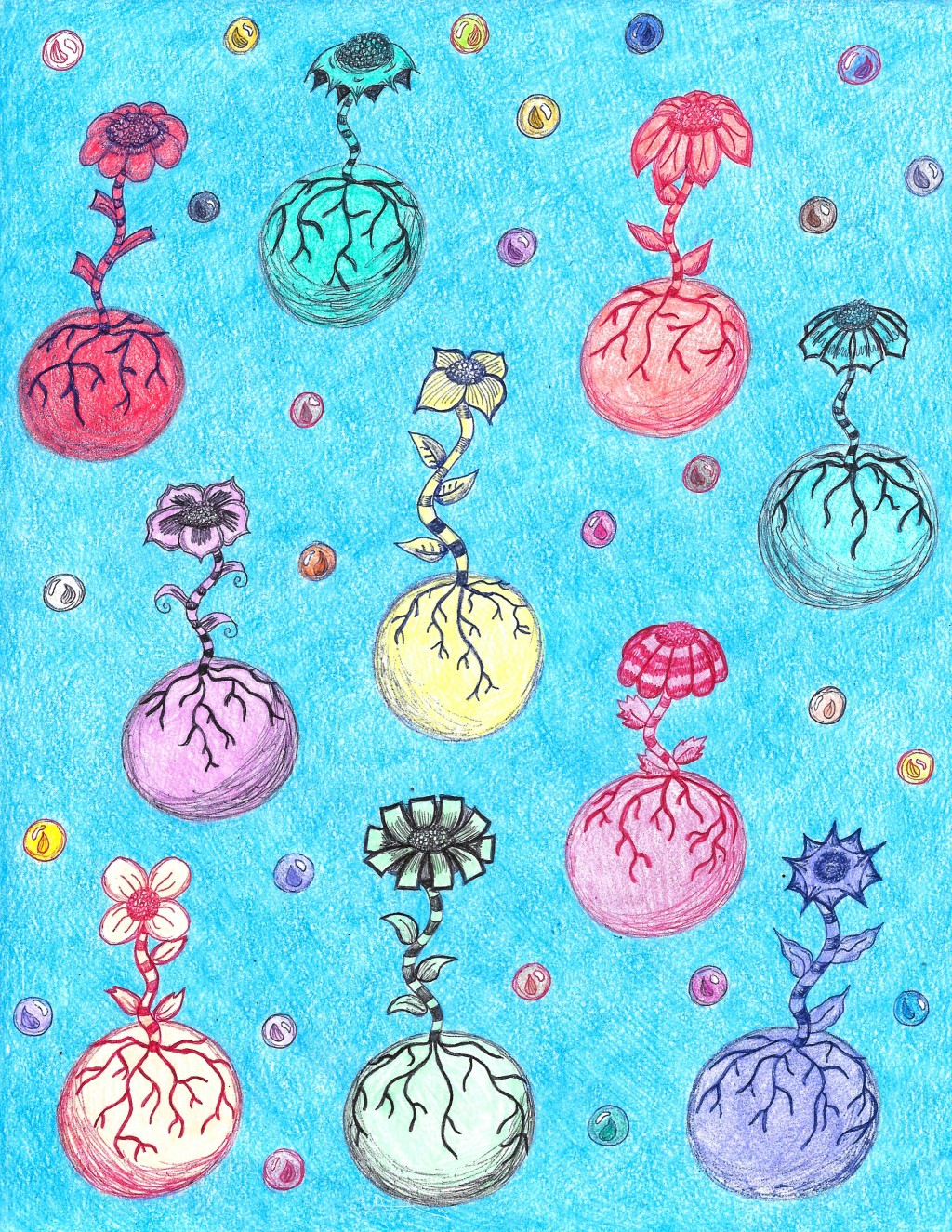 Flower Orbs drawing by Olivia Hathaway | Doodle Addicts