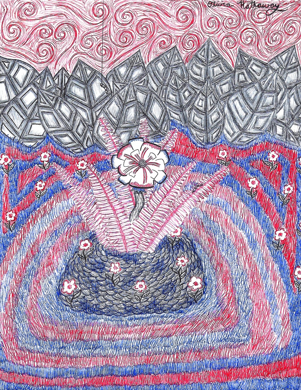 Abstract Flower Field drawing by Olivia Hathaway | Doodle Addicts