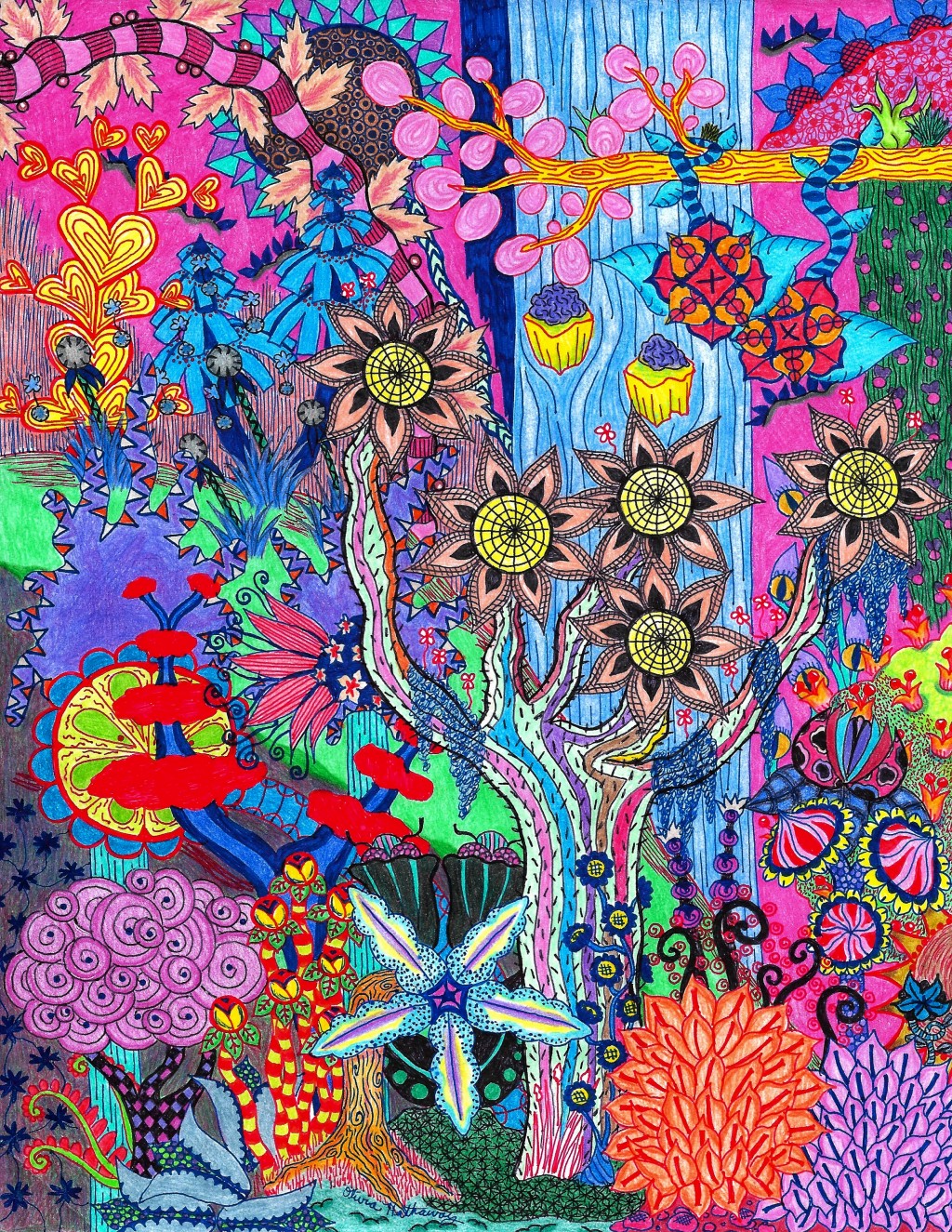 Abstract Forest drawing by Olivia Hathaway | Doodle Addicts