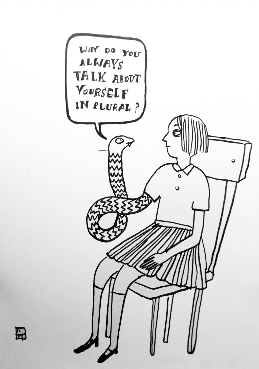 Talking in plural drawing by Sabina Hahn | Doodle Addicts