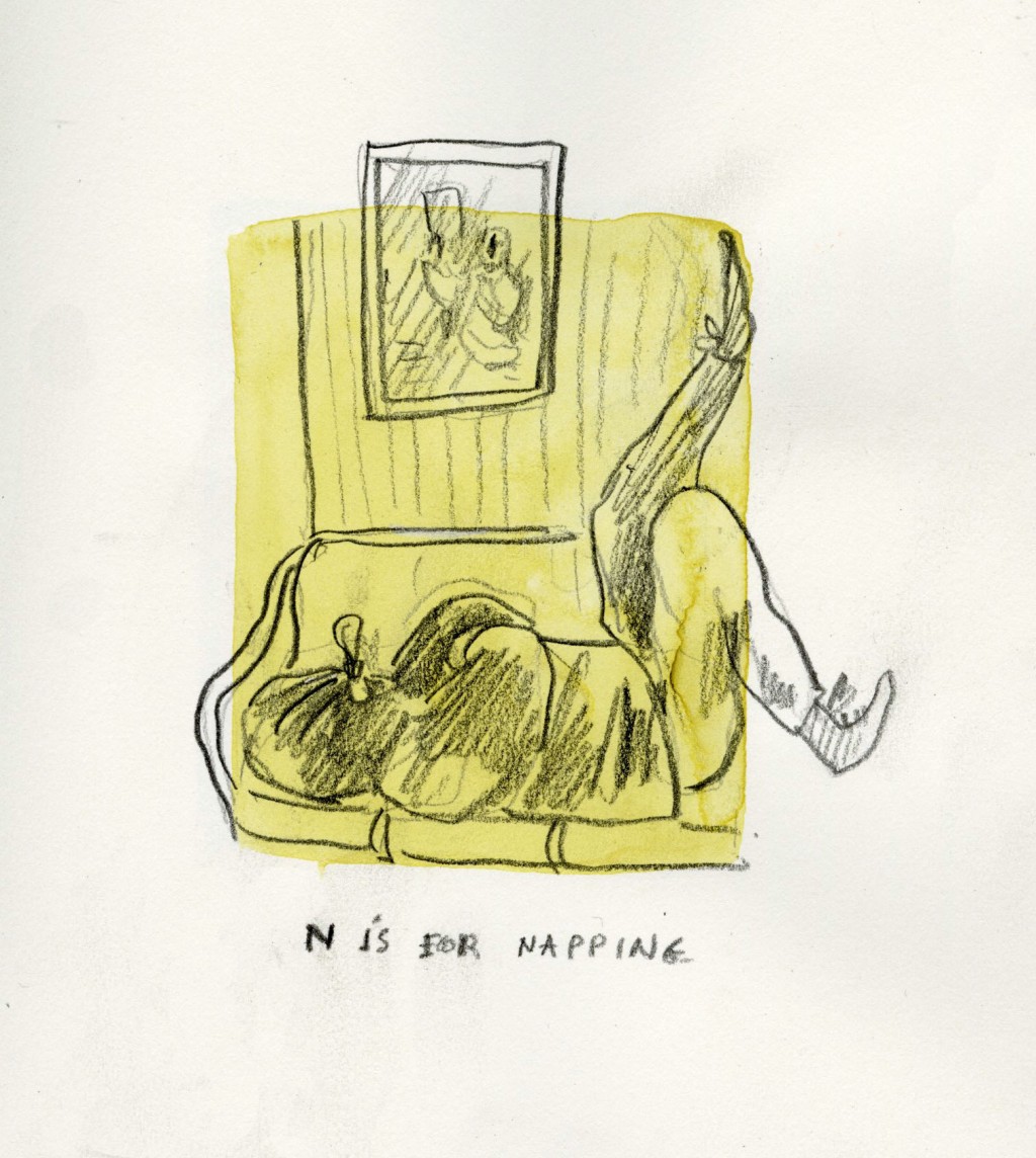 n is for napping drawing by Sabina Hahn | Doodle Addicts