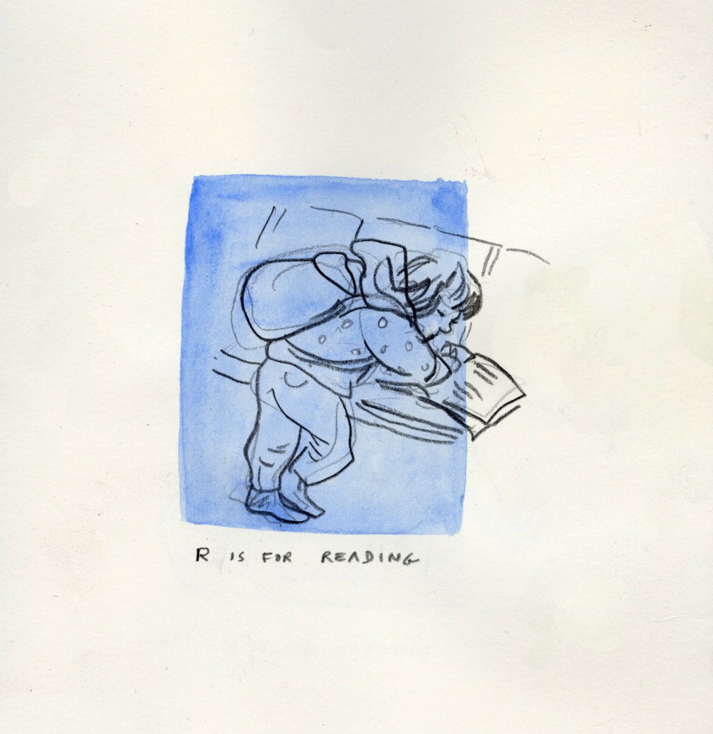 r is for reading drawing by Sabina Hahn | Doodle Addicts