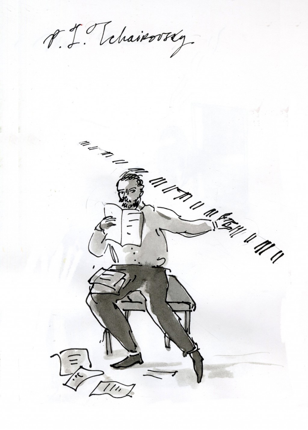 Pyotr Ilich Tchaikovsky drawing by Sabina Hahn | Doodle Addicts