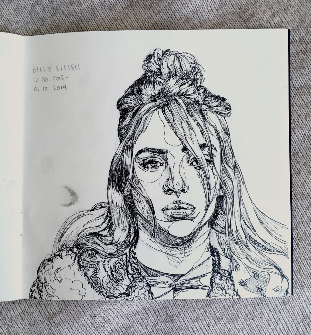 Billy Eilish drawing by Avery Franken | Doodle Addicts