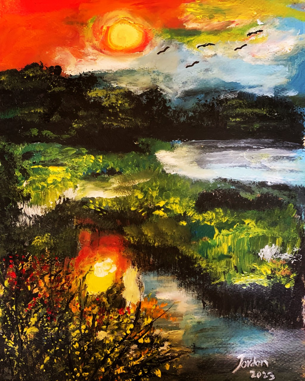 Sunset landscape drawing by Iordan Daniela | Doodle Addicts