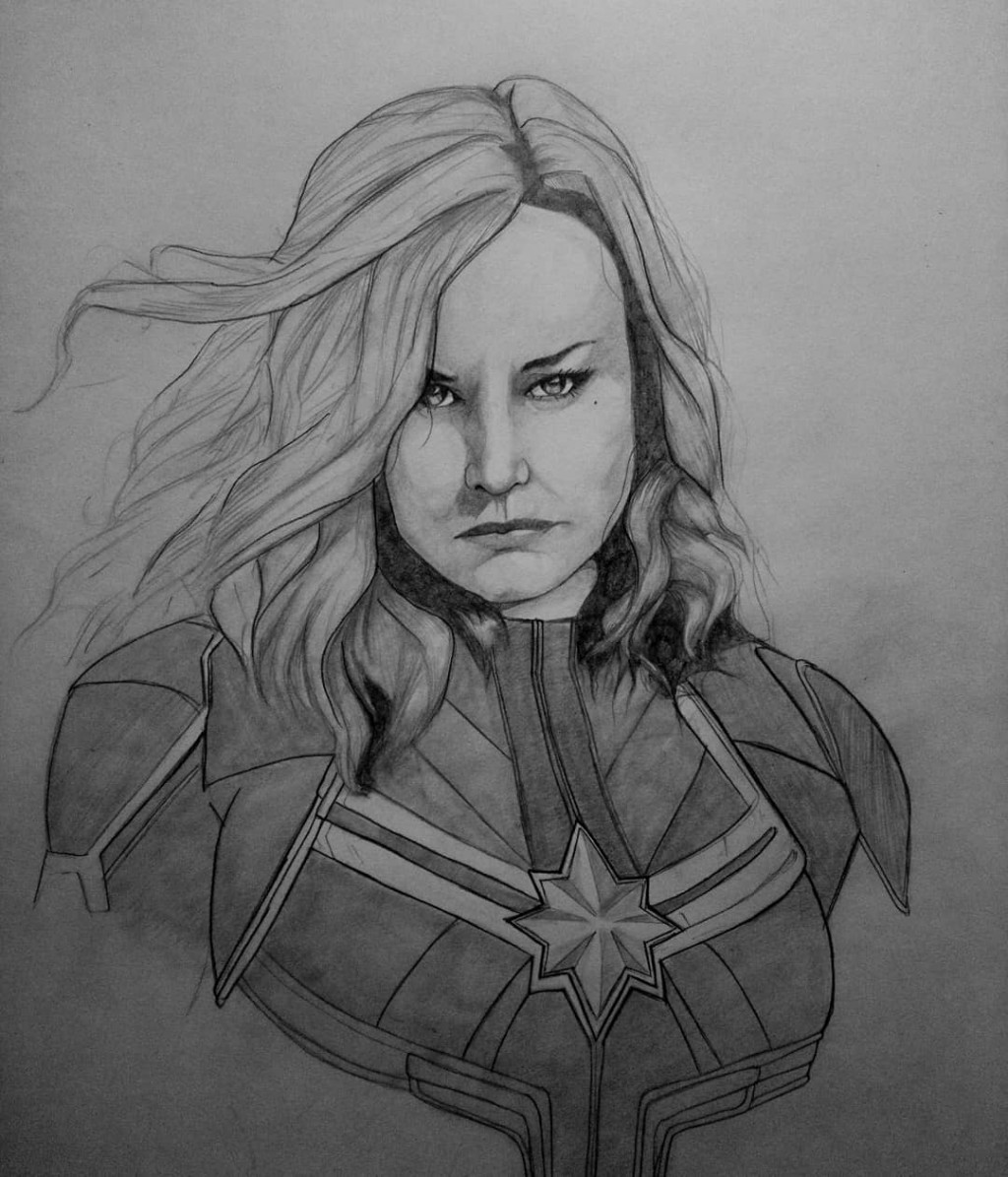 Captain Marvel drawing by Jordan Glancie | Doodle Addicts