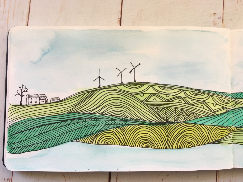 Abstract landscape drawing by Helen Poll | Doodle Addicts