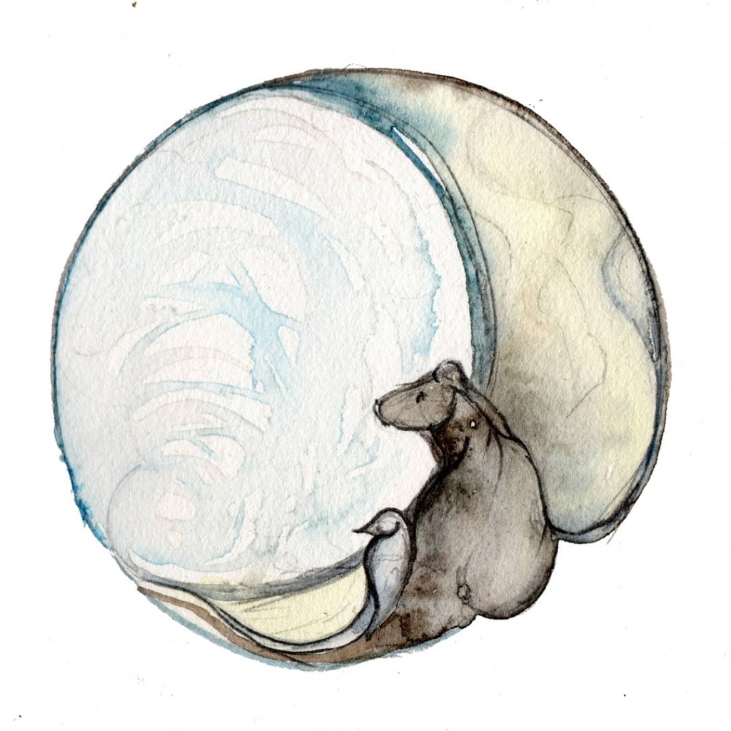 Moon, bear, and bird drawing by Carolyn S. Pio | Doodle Addicts