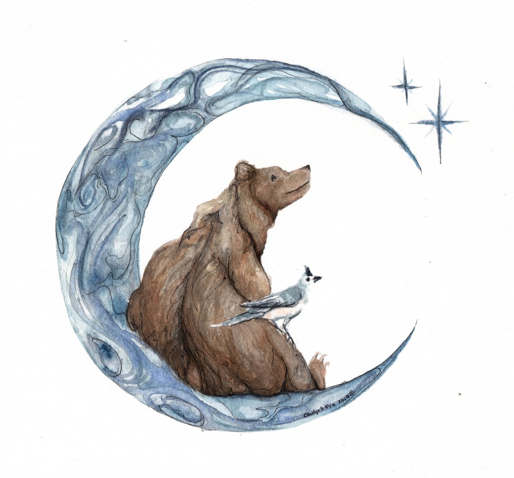 Moon, Bear, Bird drawing by Carolyn S. Pio | Doodle Addicts