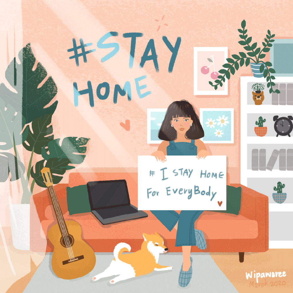 I stay home for everybody. drawing by wipa | Doodle Addicts