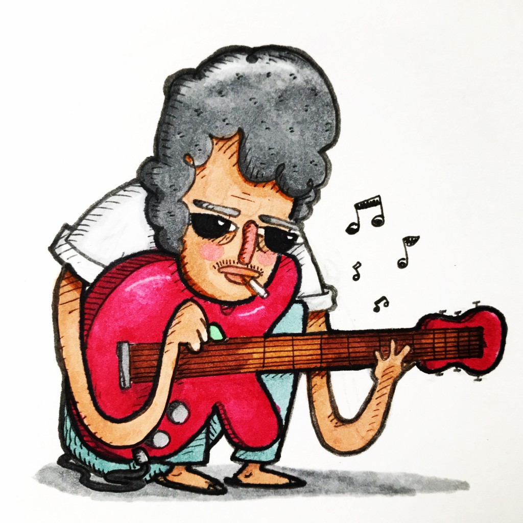 Guitar man drawing by Charlie Haggard | Doodle Addicts
