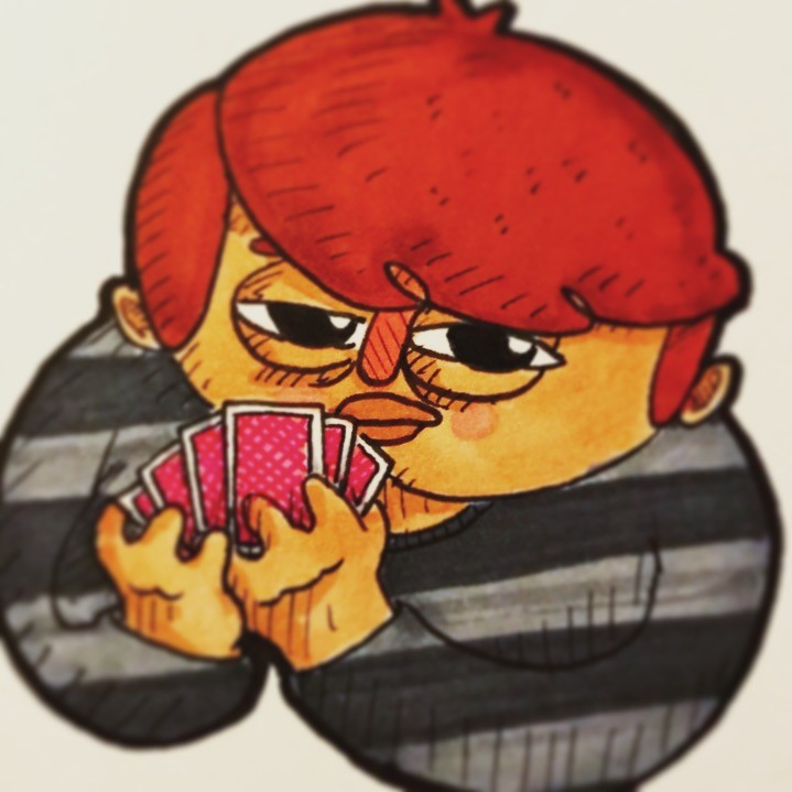 Poker face drawing by Charlie Haggard | Doodle Addicts