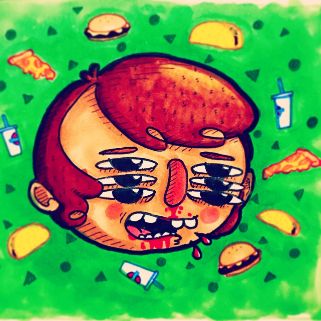 Snack attack drawing by Charlie Haggard | Doodle Addicts