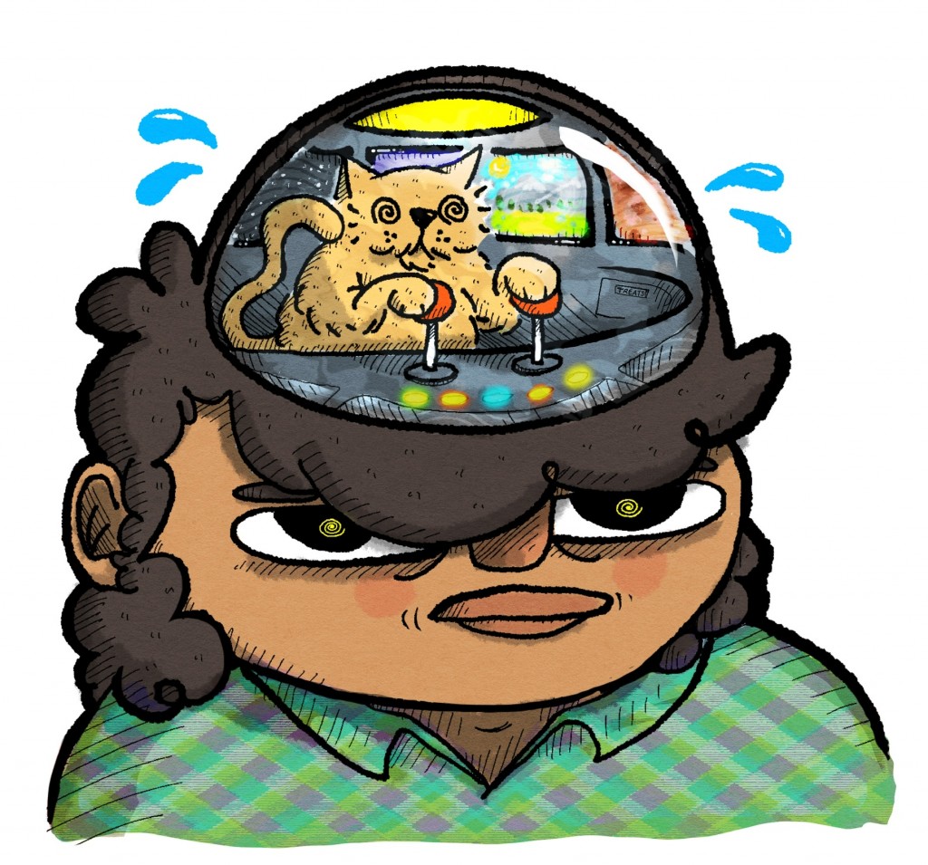 Cat controls drawing by Charlie Haggard | Doodle Addicts