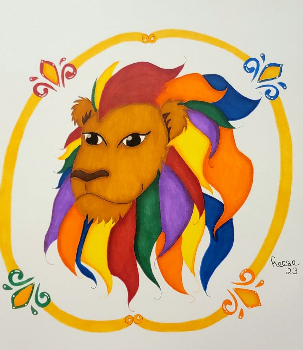 Rainbow Lion drawing by Chariss Williams | Doodle Addicts