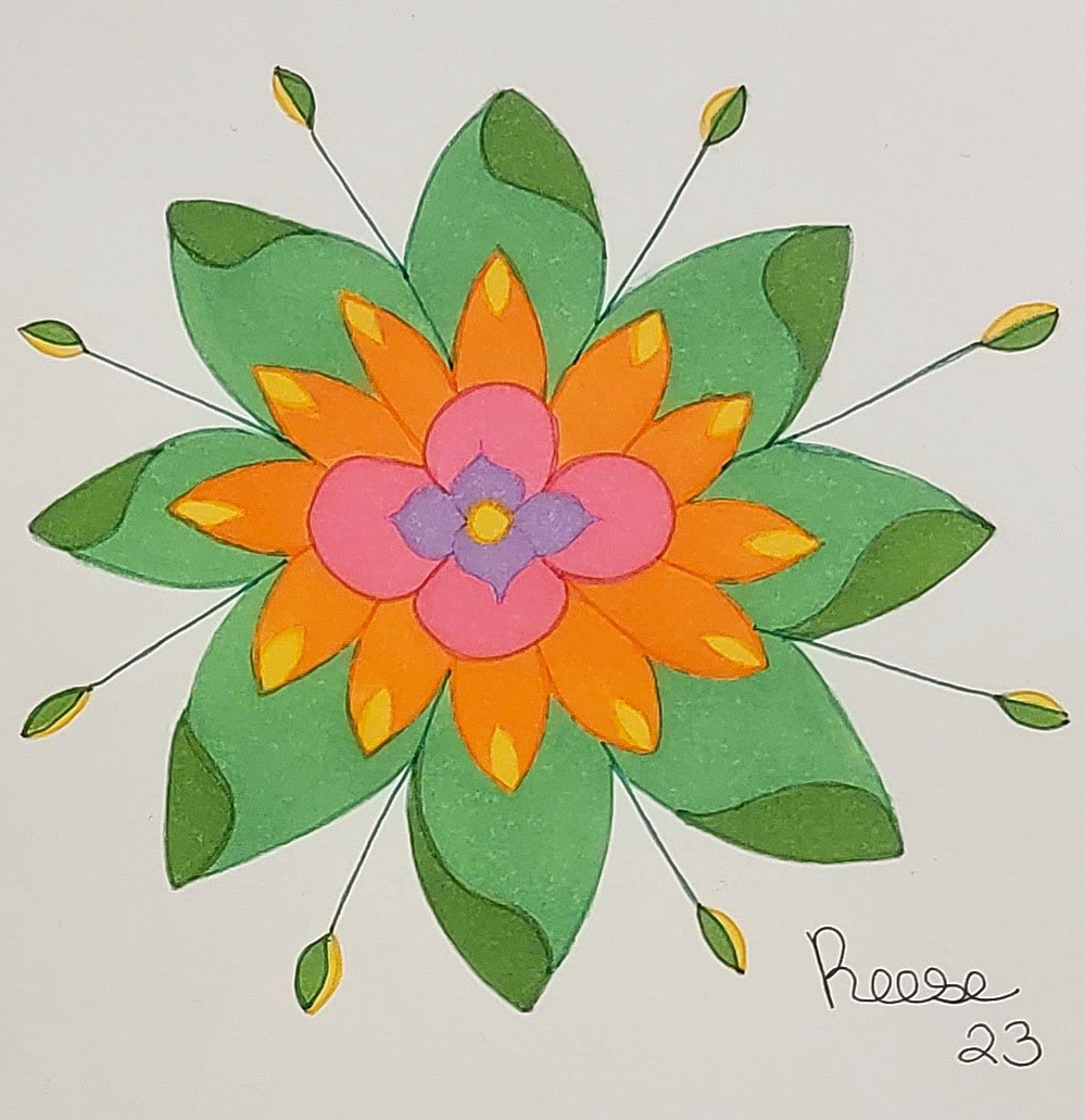 Colorful Flower drawing by Chariss Williams | Doodle Addicts