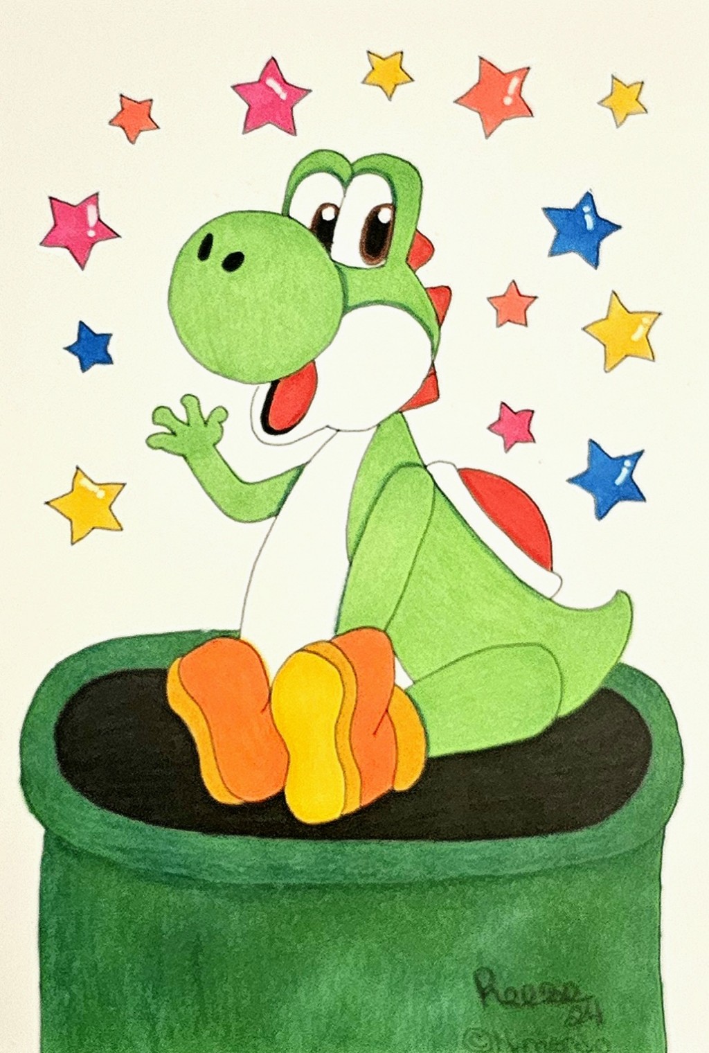 Yoshi drawing by Chariss Williams | Doodle Addicts