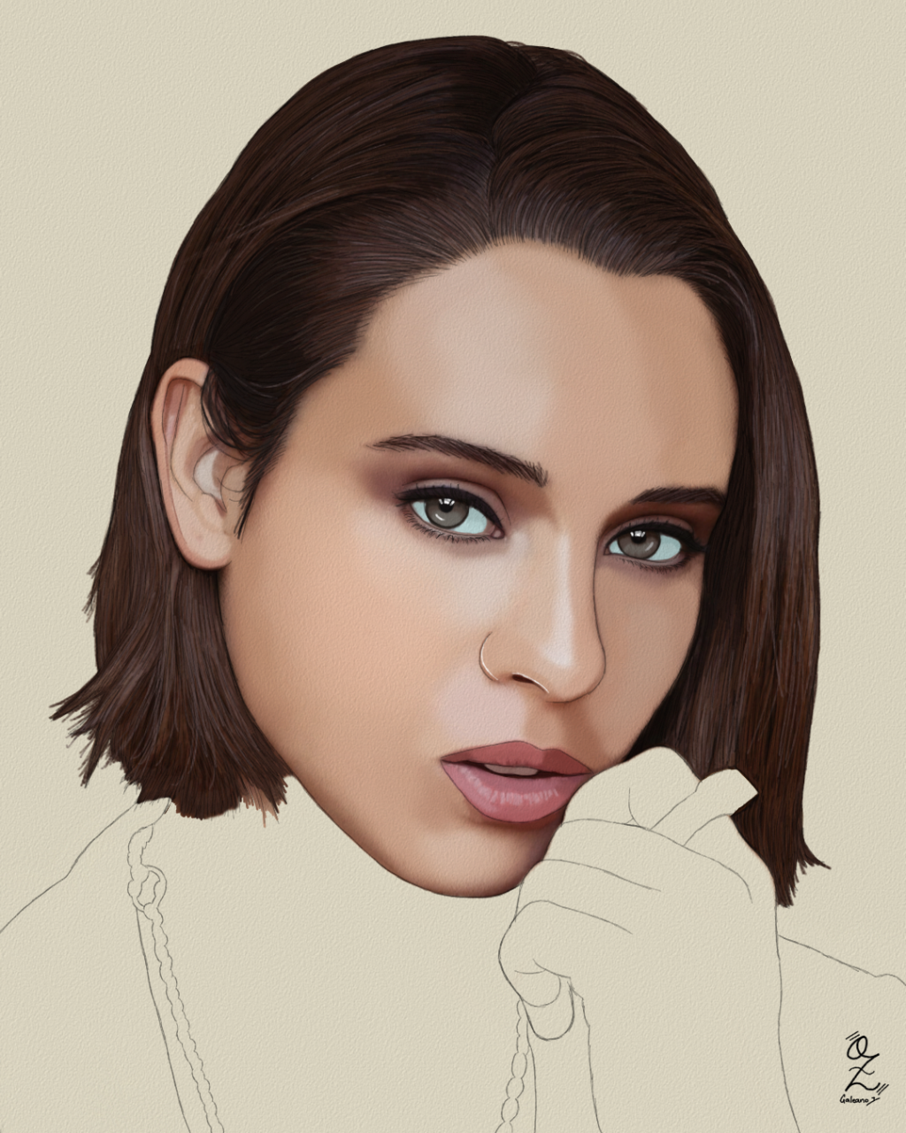 Daniela Melchior Portrait Sketch pt 2 drawing by Oscar | Doodle Addicts