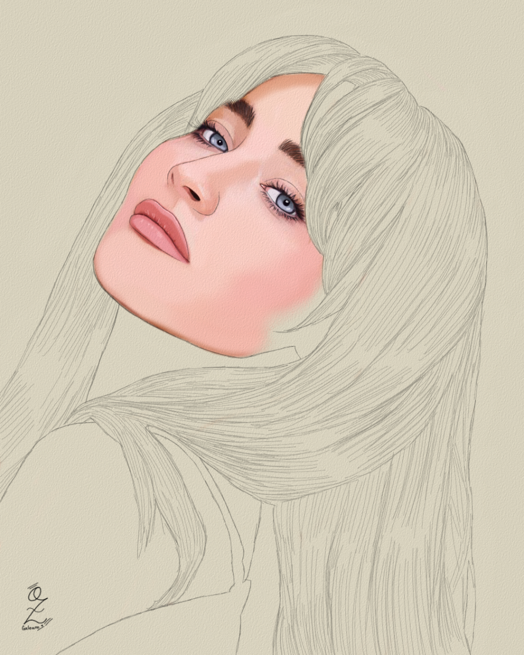Sabrina Carpenter Portrait Color Sketch by Oz Galeano drawing by Oscar ...