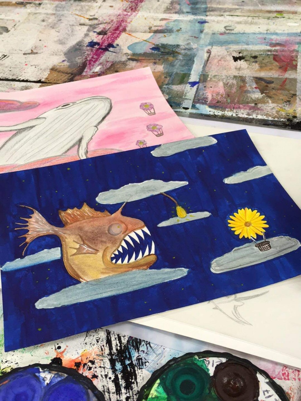 Fish in the clouds drawing by Amanda de Vries | Doodle Addicts