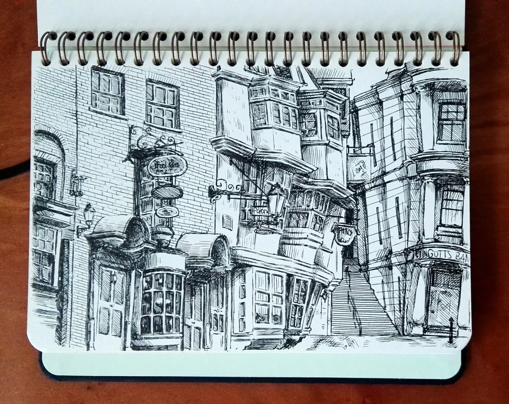 Diagon Alley drawing by Laura Meier | Doodle Addicts