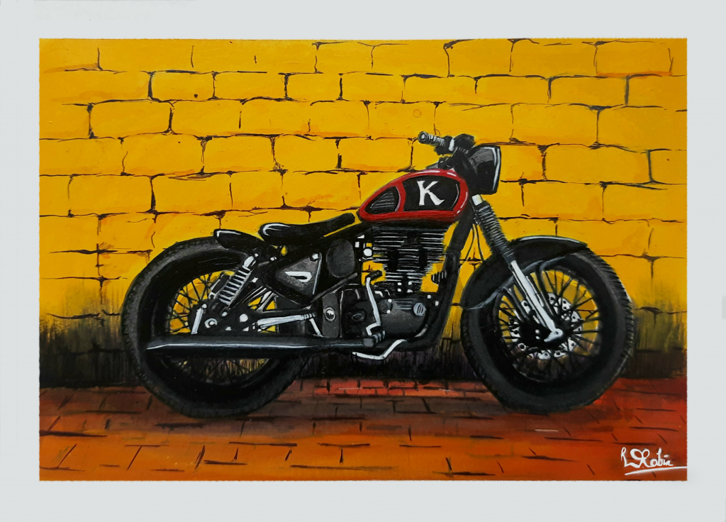 Royal - Enfield Illustration drawing by ROBIN | Doodle Addicts