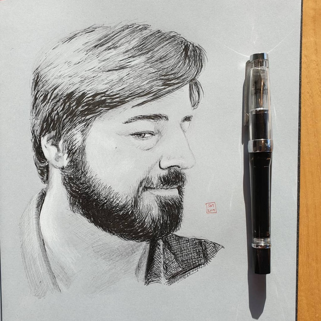 Bearded man drawing by Suzy Walker-Toye | Doodle Addicts