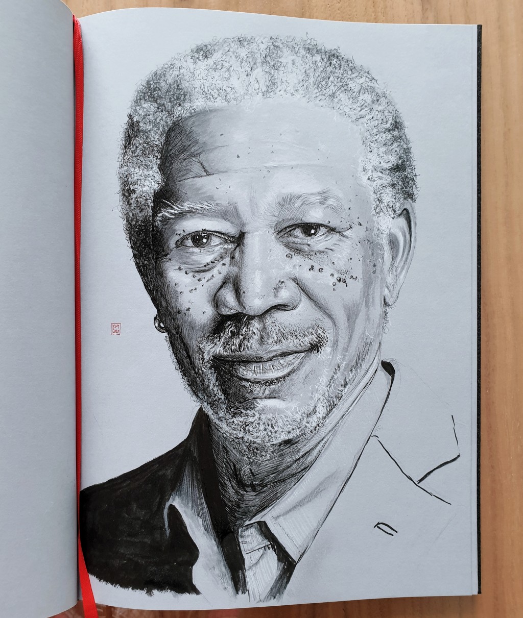 Morgan Freeman drawing by Suzy Walker-Toye | Doodle Addicts